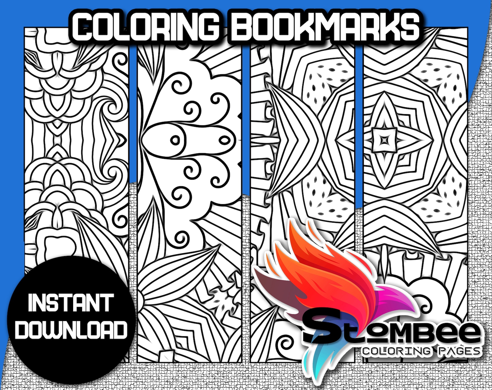 Printable Coloring Bookmarks Template PDF and JPG 40 - Etsy