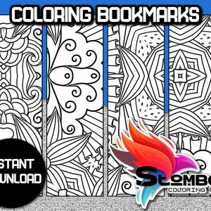 Printable Coloring Bookmarks Template PDF and JPG, 40 Bookmarks to ...