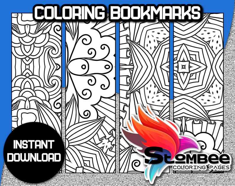 Printable Coloring Bookmarks Template PDF and JPG 40 - Etsy