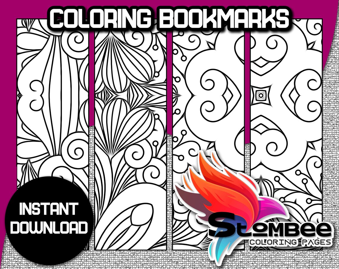Printable Coloring Bookmarks Template PDF and JPG 40 - Etsy Canada