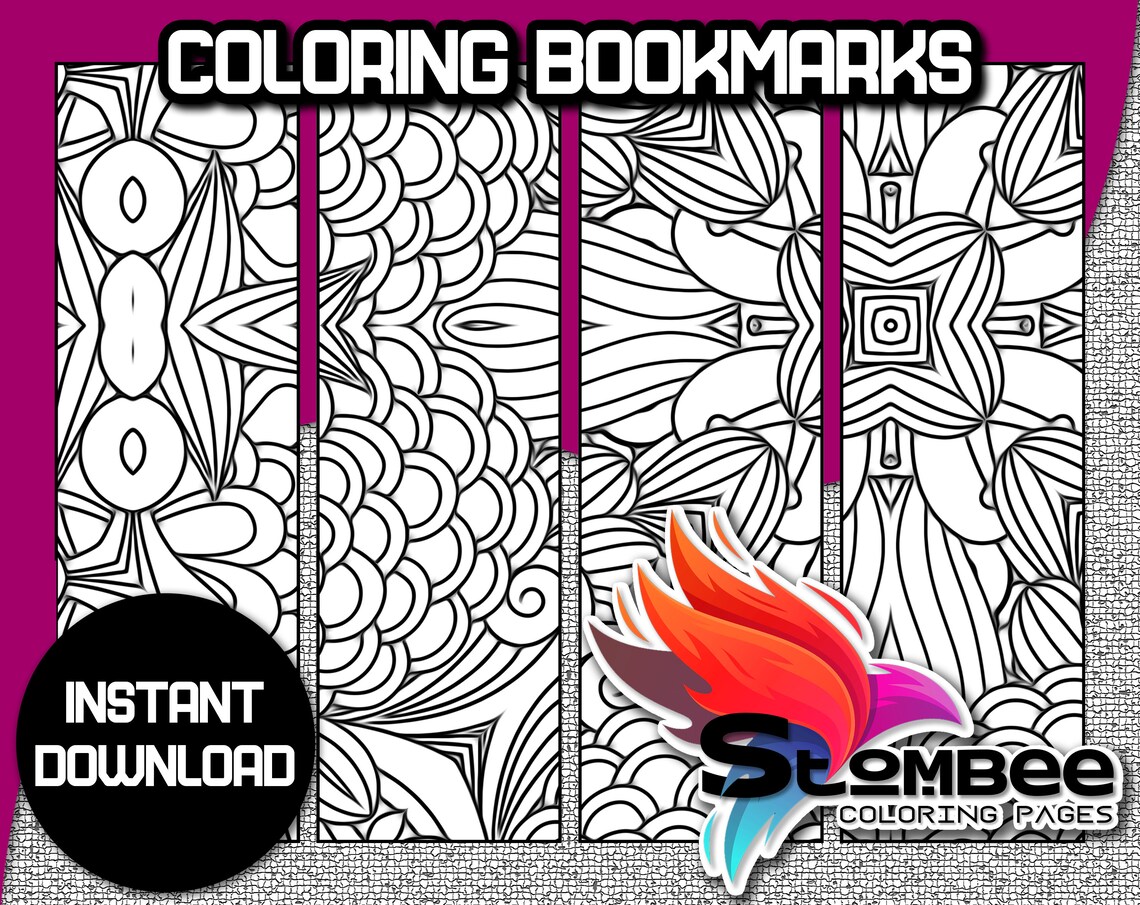 Printable Coloring Bookmarks Template PDF and JPG 40 - Etsy Canada