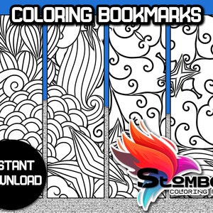Printable Coloring Bookmarks Template PDF and JPG, 40 Bookmarks to ...