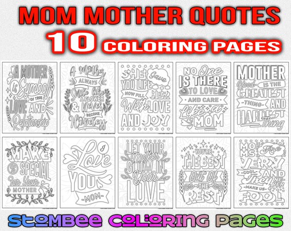 Mom and Mother Quotes Adult Coloring Book Adult Coloring | Etsy