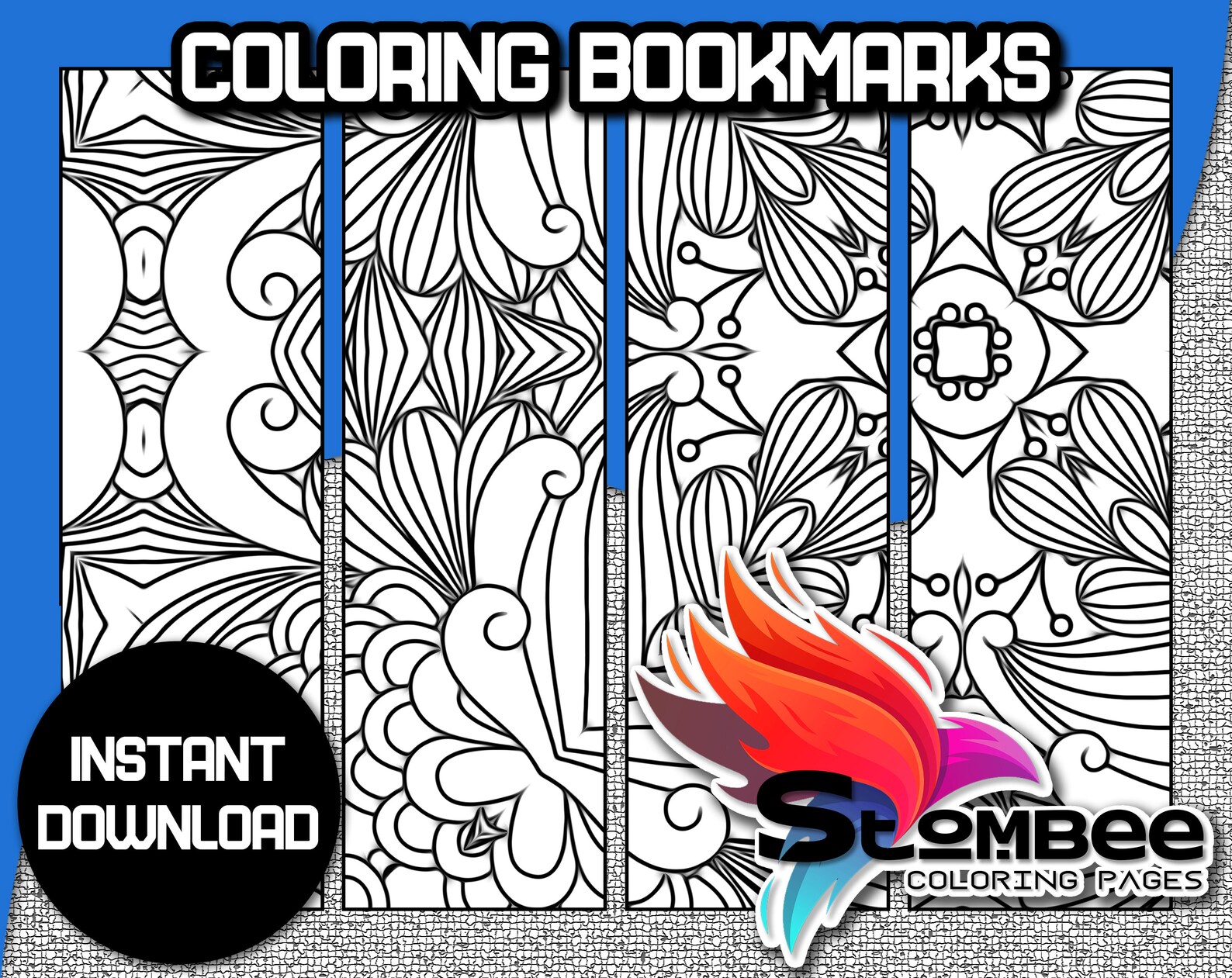 Printable Coloring Bookmarks Template PDF and JPG 40 - Etsy