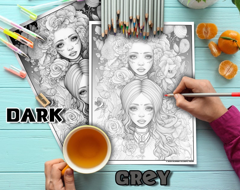 Adult Coloring Pages Beautiful Women Grayscale Woman Coloring Book PDF ...