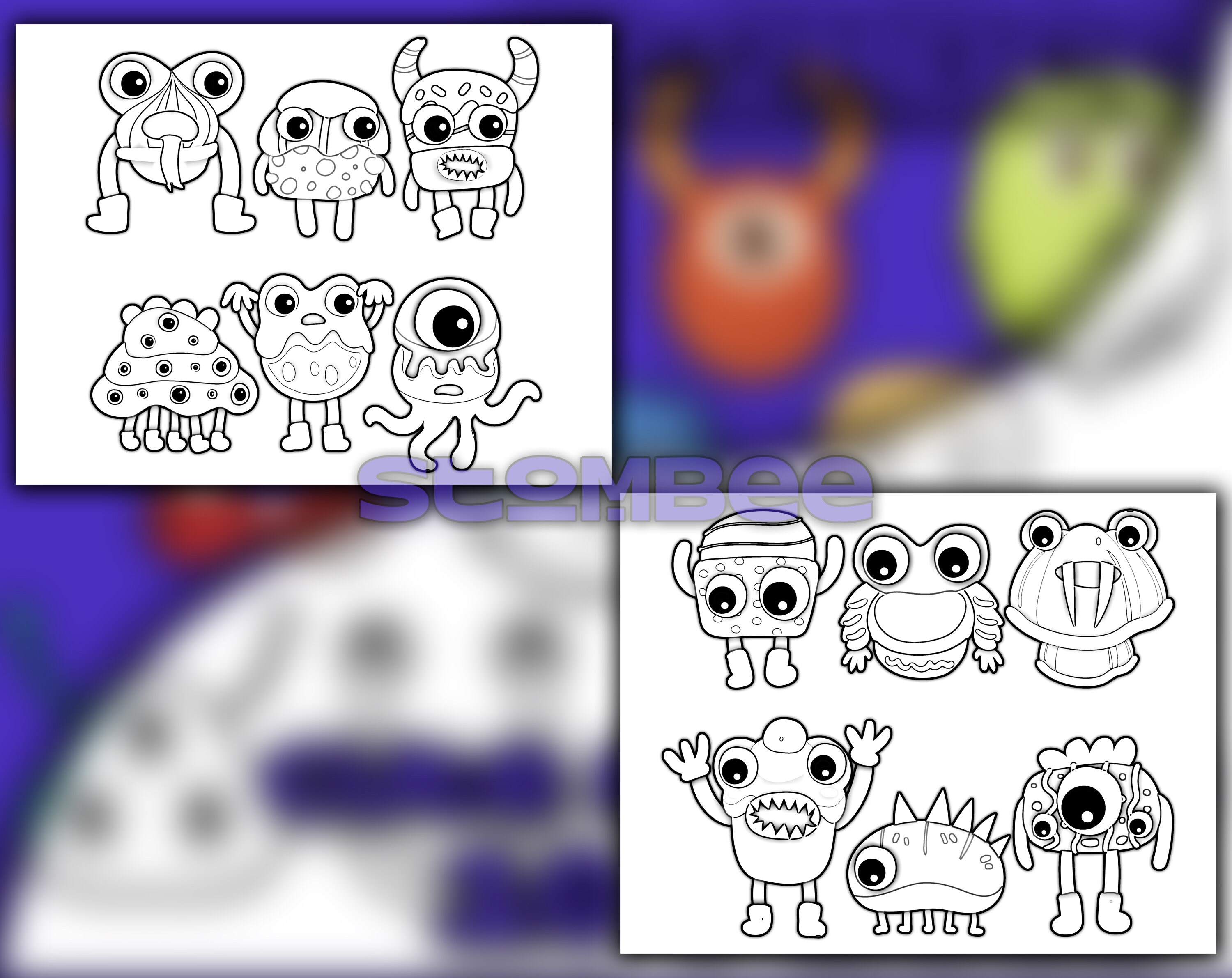 Cute Monsters Adult and Kid Coloring Pages Printable Excellent - Etsy
