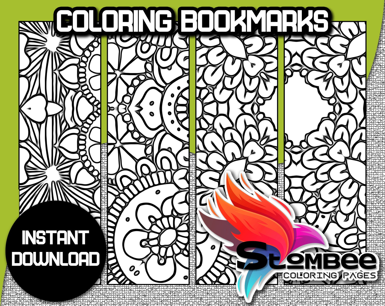 Printable Coloring Bookmarks Template PDF and JPG 40 - Etsy