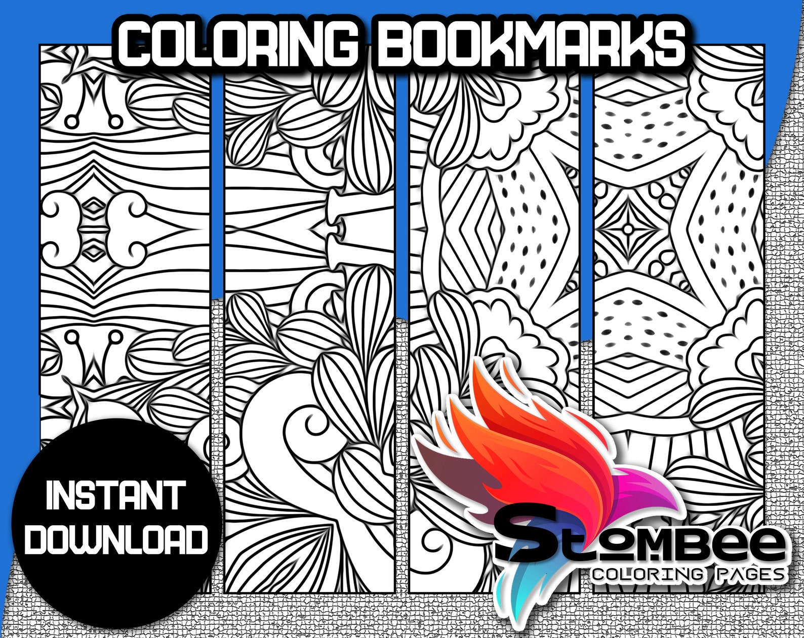 Printable Coloring Bookmarks Template PDF and JPG 40 - Etsy