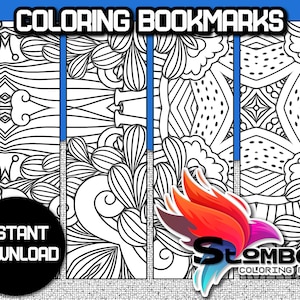 Printable Coloring Bookmarks Template PDF and JPG, 40 Bookmarks to ...