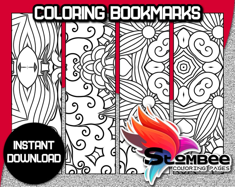 Printable Coloring Bookmarks Template PDF and JPG 40 - Etsy