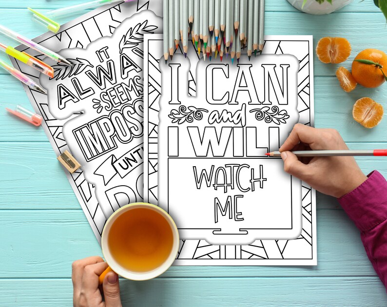 Coloring Book PDF Positive Affirmation Coloring Pages | Etsy
