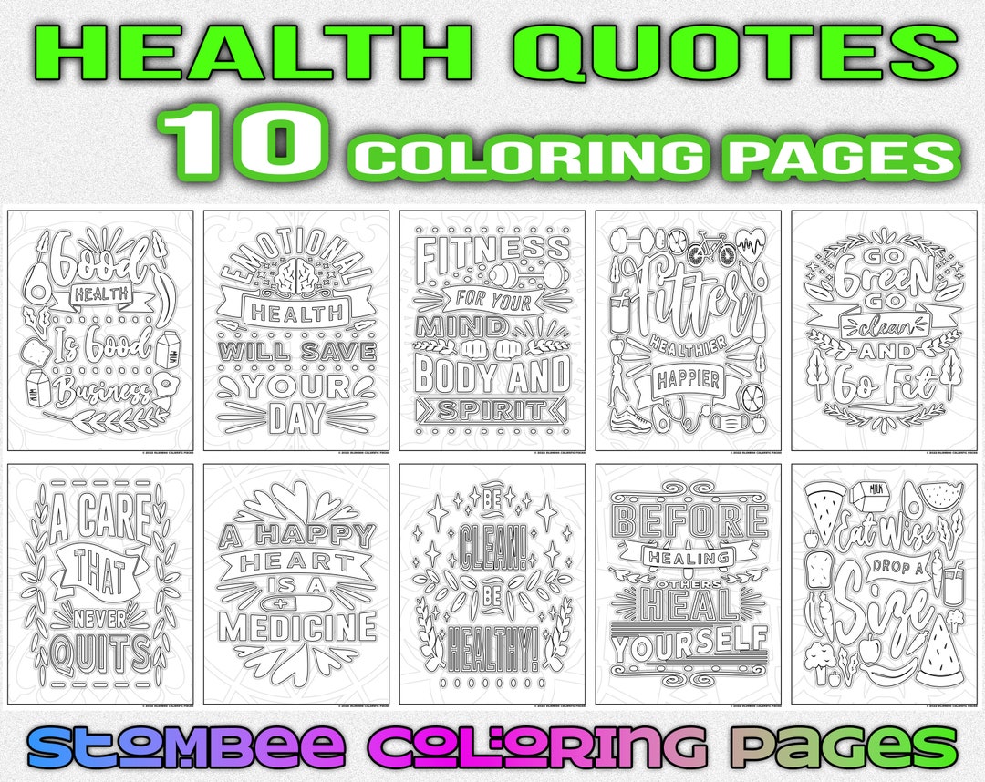 Health and Healthy Quotes Adult Coloring Book Adult Coloring - Etsy
