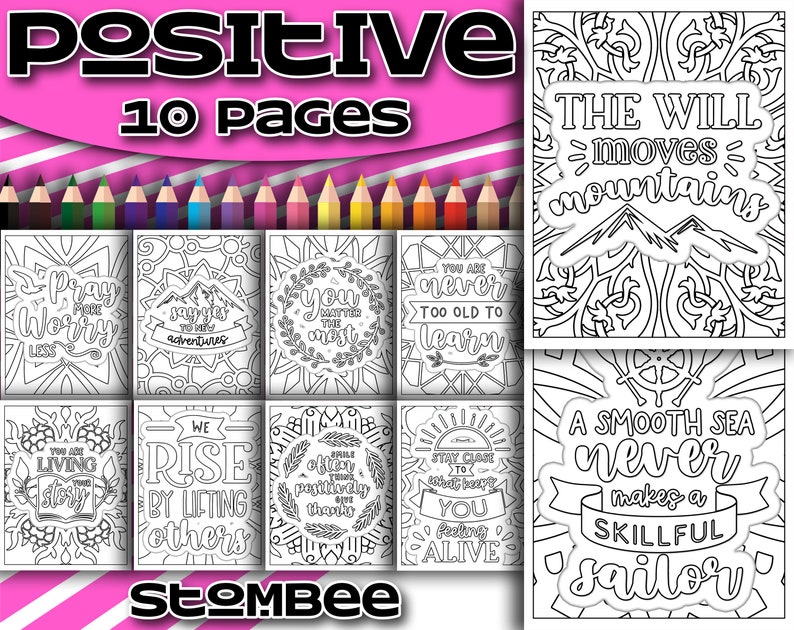 Coloring Book PDF Positive Affirmation Coloring Pages - Etsy