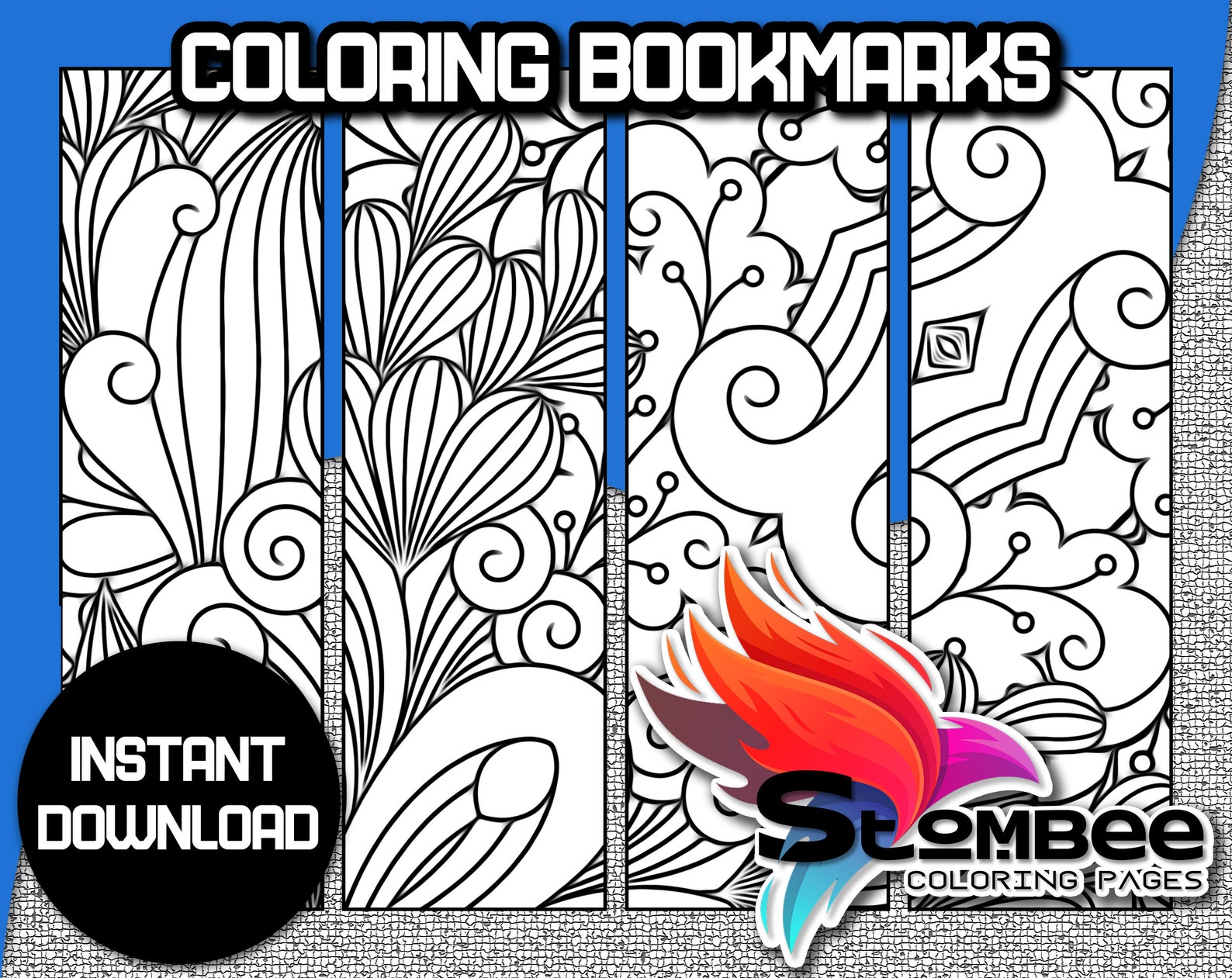Printable Coloring Bookmarks Template PDF and JPG 40 - Etsy