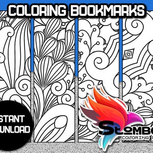 Printable Coloring Bookmarks Template PDF and JPG, 40 Bookmarks to ...