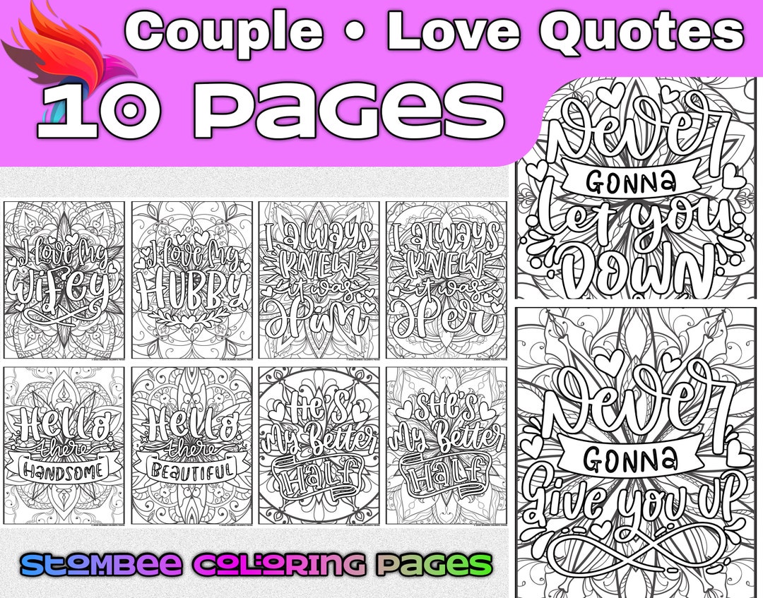 Couple Love Quotes Adult Coloring Pages Printable Coloring - Etsy