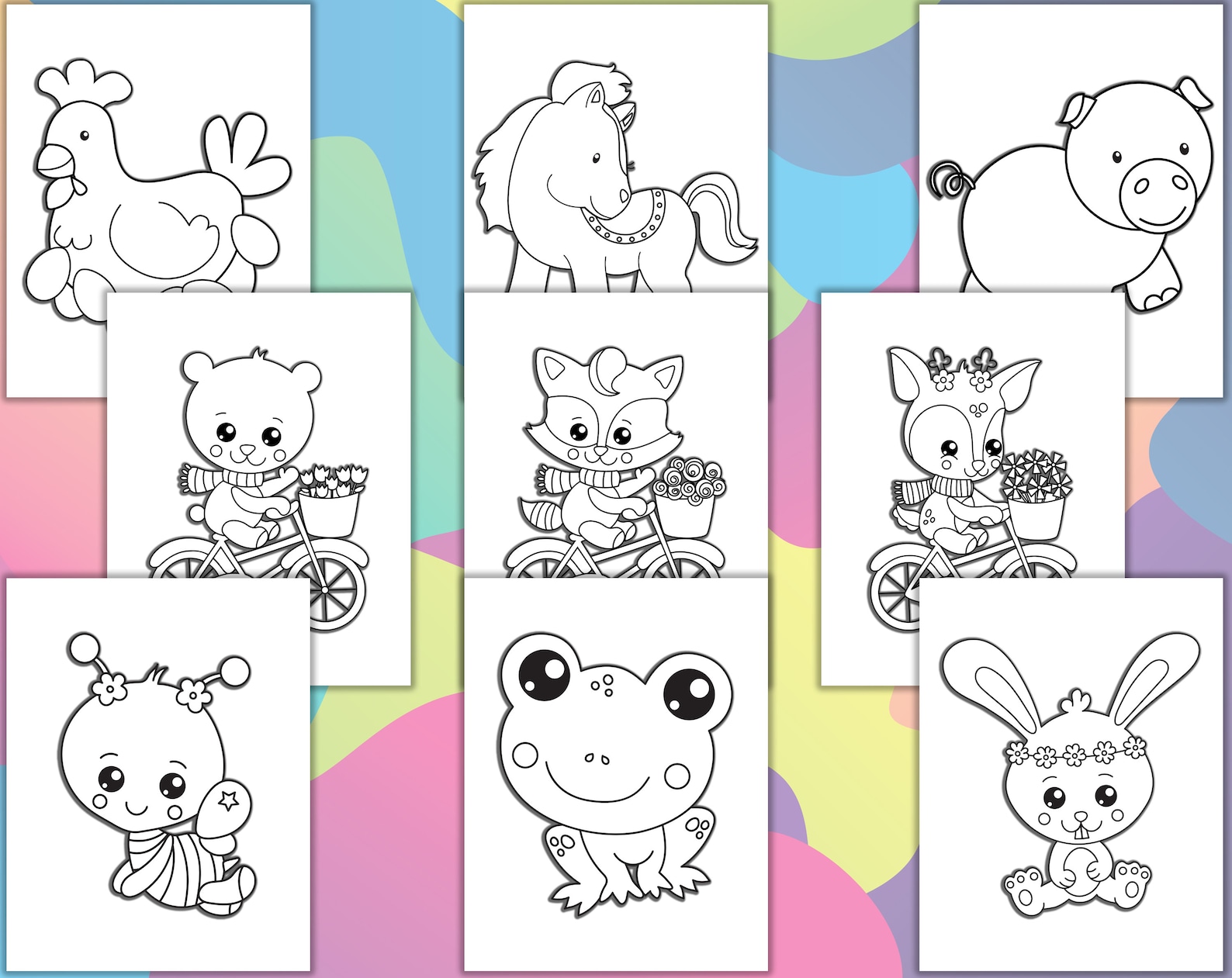 50 Kids Coloring Pages Coloring Book PDF of Mix Themes | Etsy