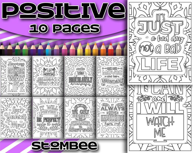 Coloring Book PDF Positive Affirmation Coloring Pages Printable Adult ...