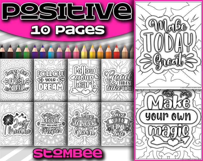 Coloring Book PDF Positive Affirmation Coloring Pages Printable Adult ...