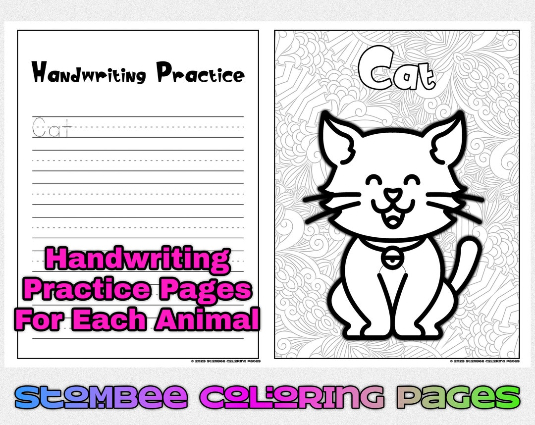 100 Printable Animals Coloring Pages for Kids, Handwriting Practice ...