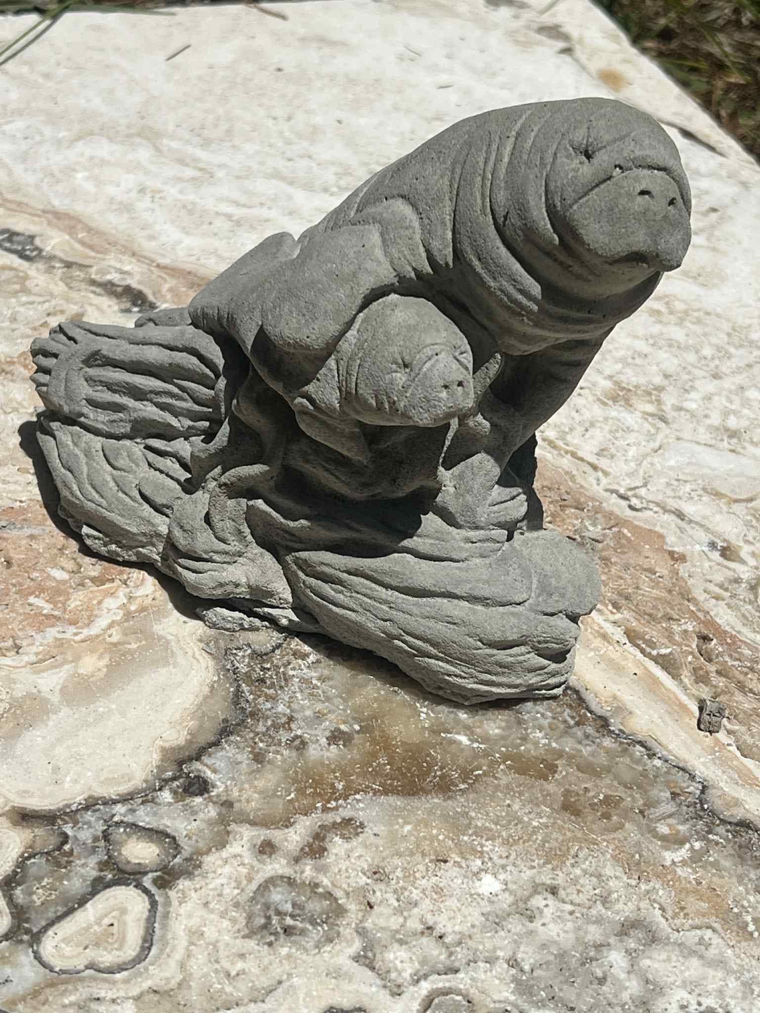 Handmade Concrete Manatee Statue for Garden or Coastal Decor, Cement ...