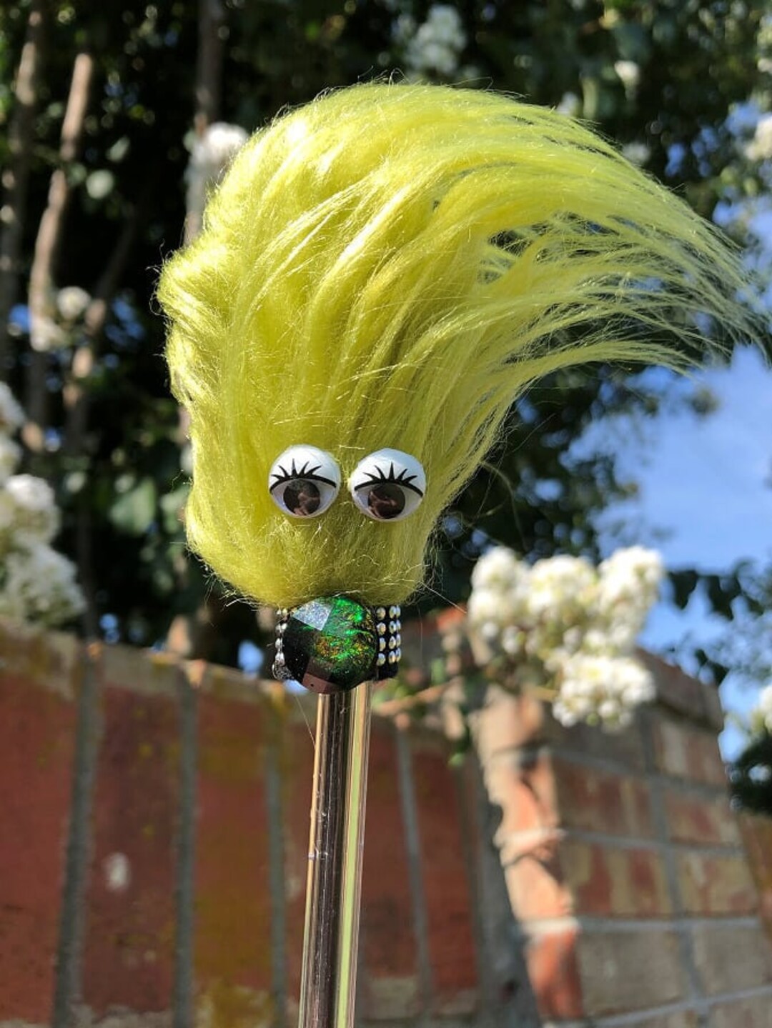 Olive * Black Ink Bic Pen - Fuzzy Pen - Furry Pen - Fluffy Pen - Retro ...