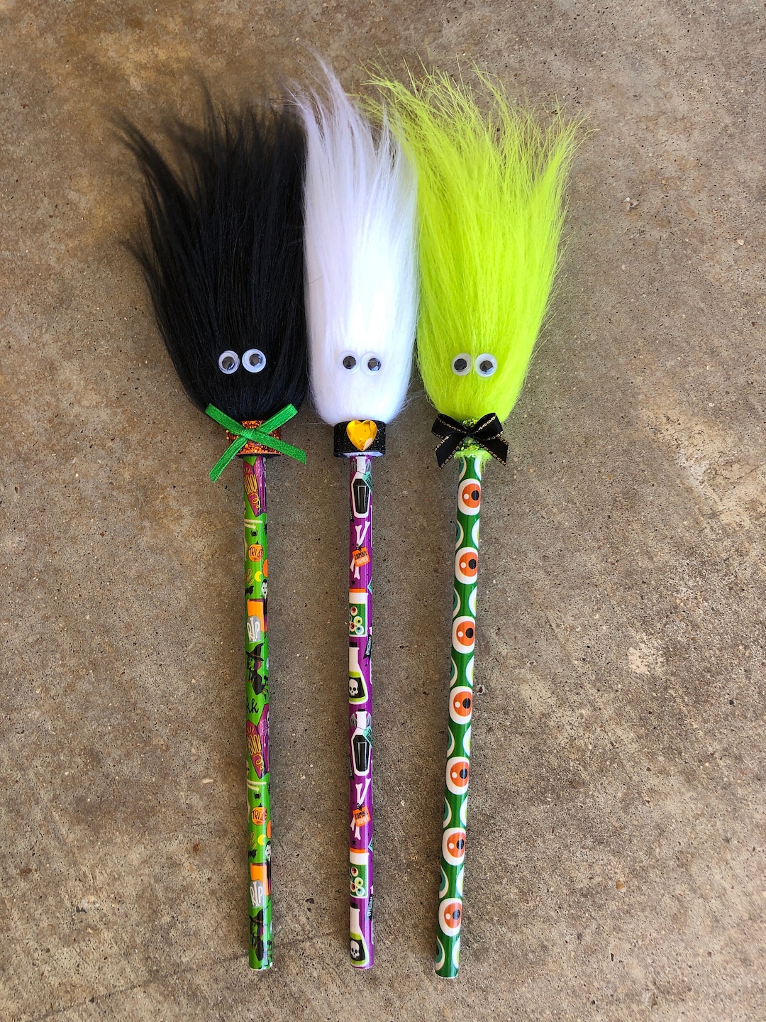 Halloween Pencil Trio (3) * Fuzzy Halloween Pencils - Fun Halloween ...