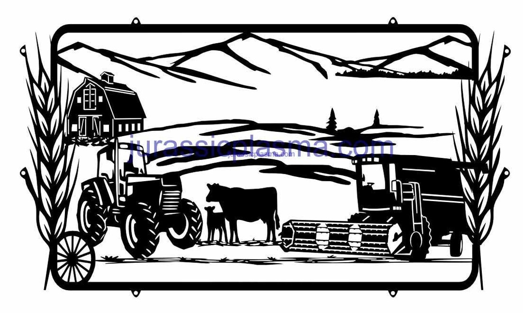 FARM Tractor Combine Barn Sign DXF SVG File for Plasma, Laser, Water ...