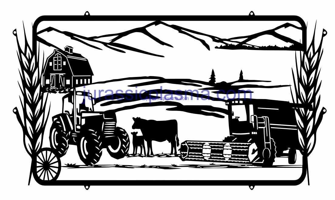 FARM Tractor Combine Barn Sign DXF SVG File for Plasma, Laser, Water ...