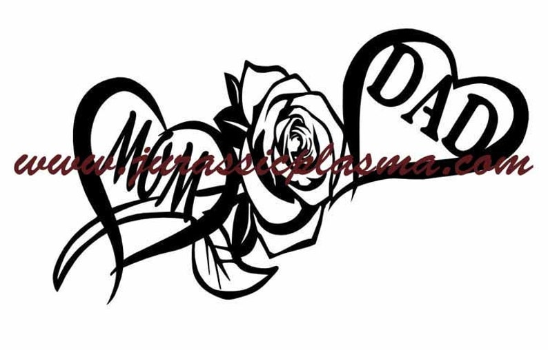 Mon and Dad Heats Rose DXF SVG File for Plasma, Laser, Water Jet Vinyl ...