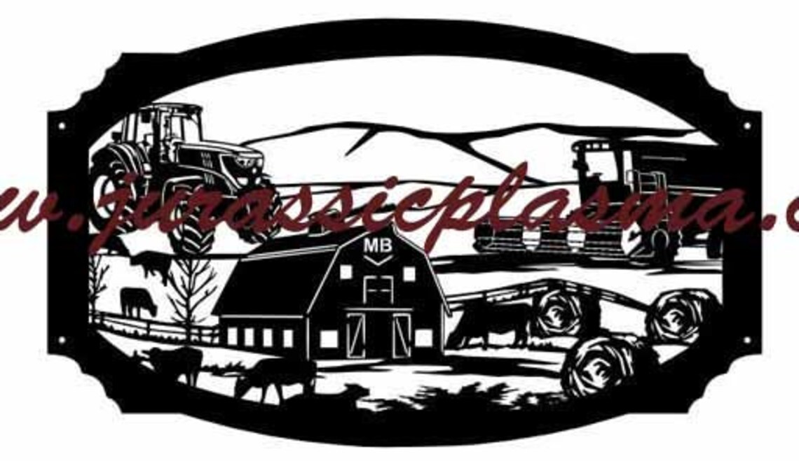 Farm Sign Barn Cows Bales Combine Tractor DXF SVG File for - Etsy Canada