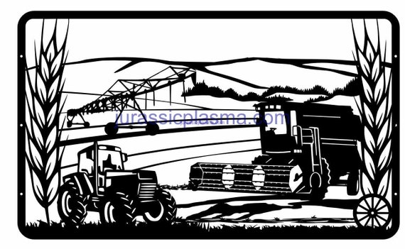 Farm Pivot Combine Tractor Sign DXF SVG File For Plasma Etsy Australia