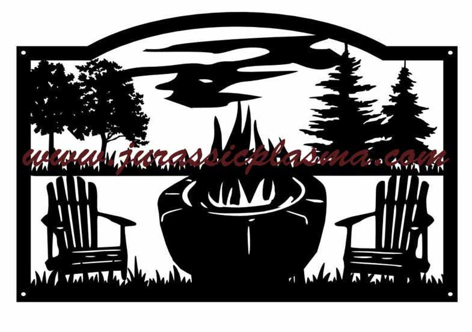 Lake Scene Campfie Mountains DXF SVG File for Plasma, Laser, Water Jet ...