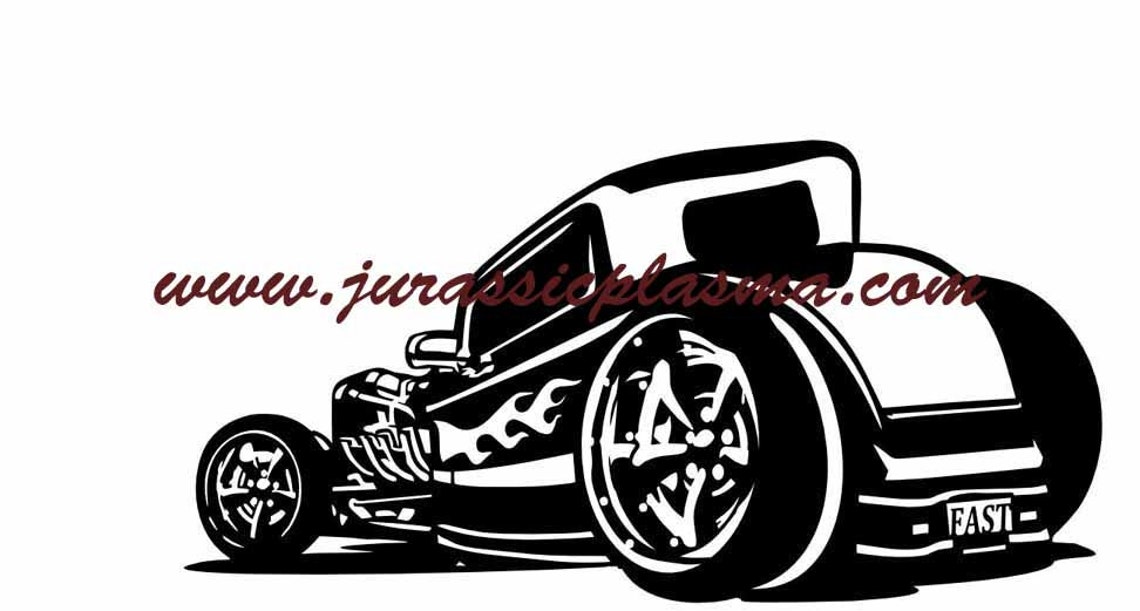 Hot Rod Car Roadster DXF SVG File for Plasma, Laser, Water Jet Vinyl ...