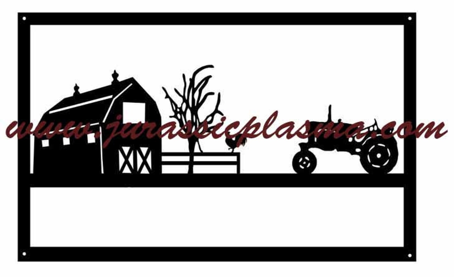Farm Sign With Barn and Old Tractor DXF SVG File for Plasma, Laser ...