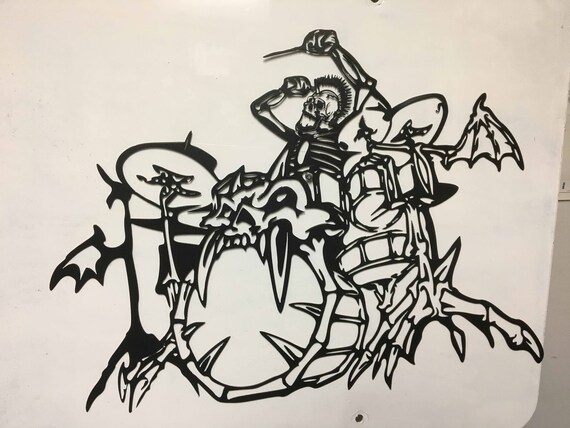 Skeleton Drummer Metal Wall Art Dxf Svg | Etsy