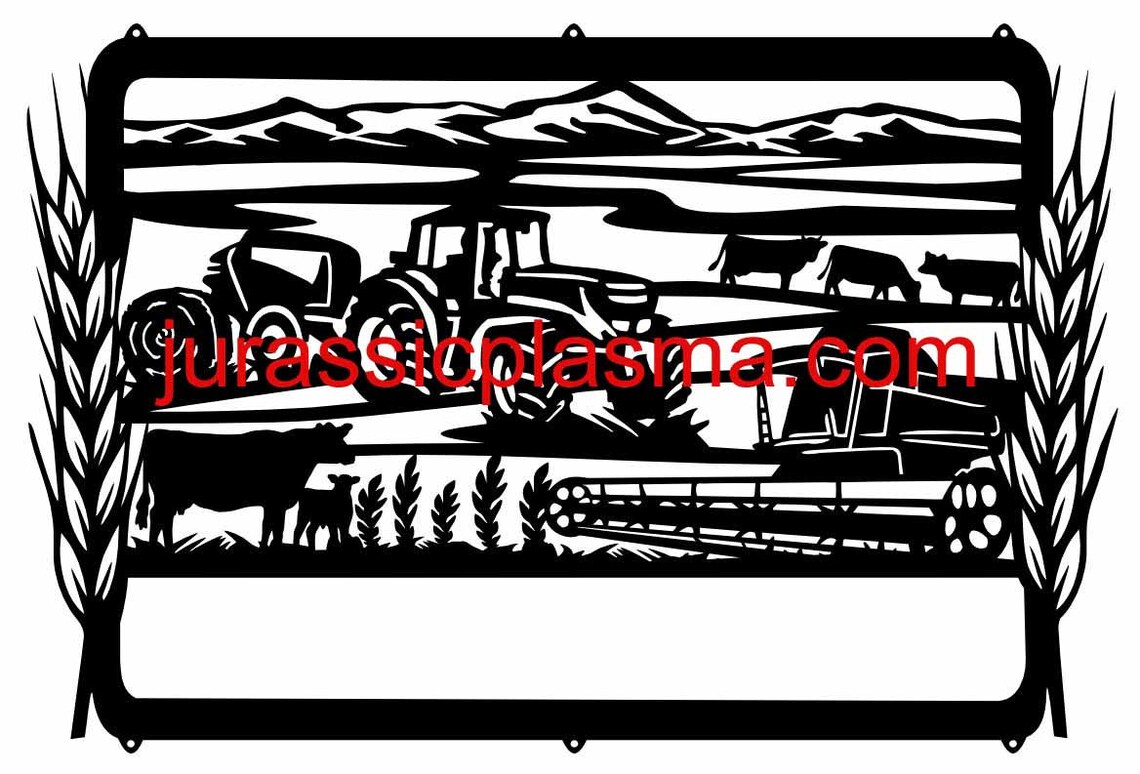 Tractor Combine Bailer Cow Wheat Dxf Svg File for Plasma - Etsy