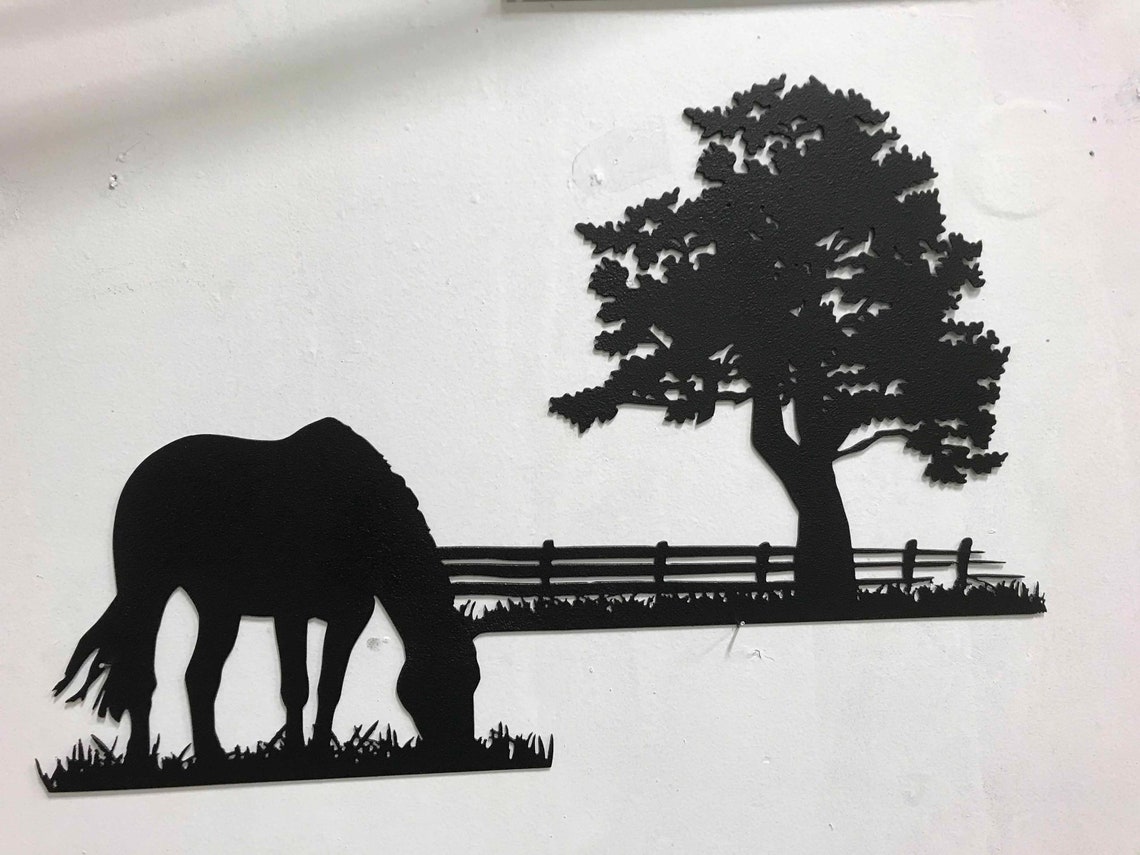 Horse Fence and Tree Svg Dxf - Etsy
