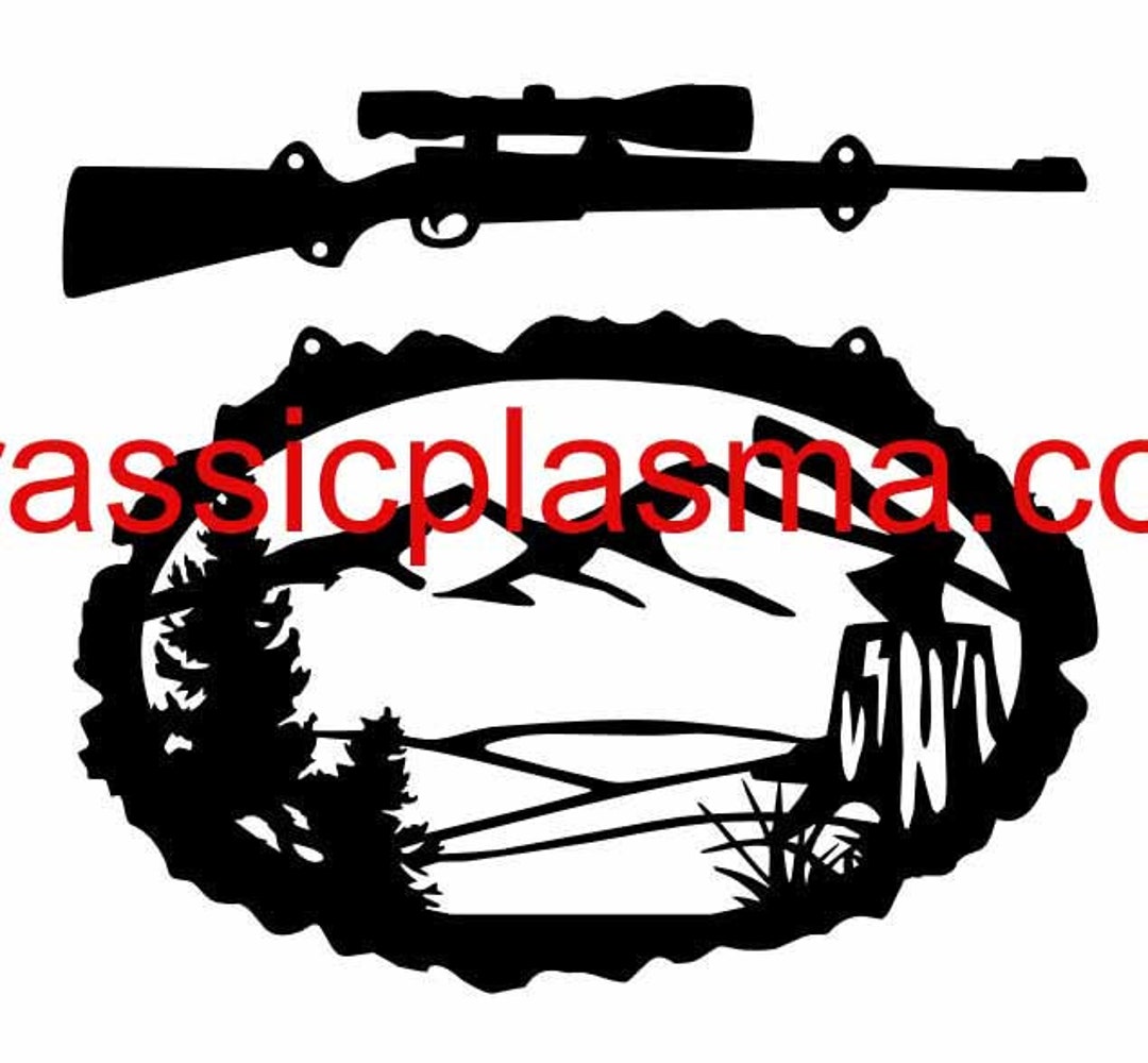 Rifle Log Hunting Sign Dxf Svg File for Plasma, Laser, Water Jet Vinyl ...