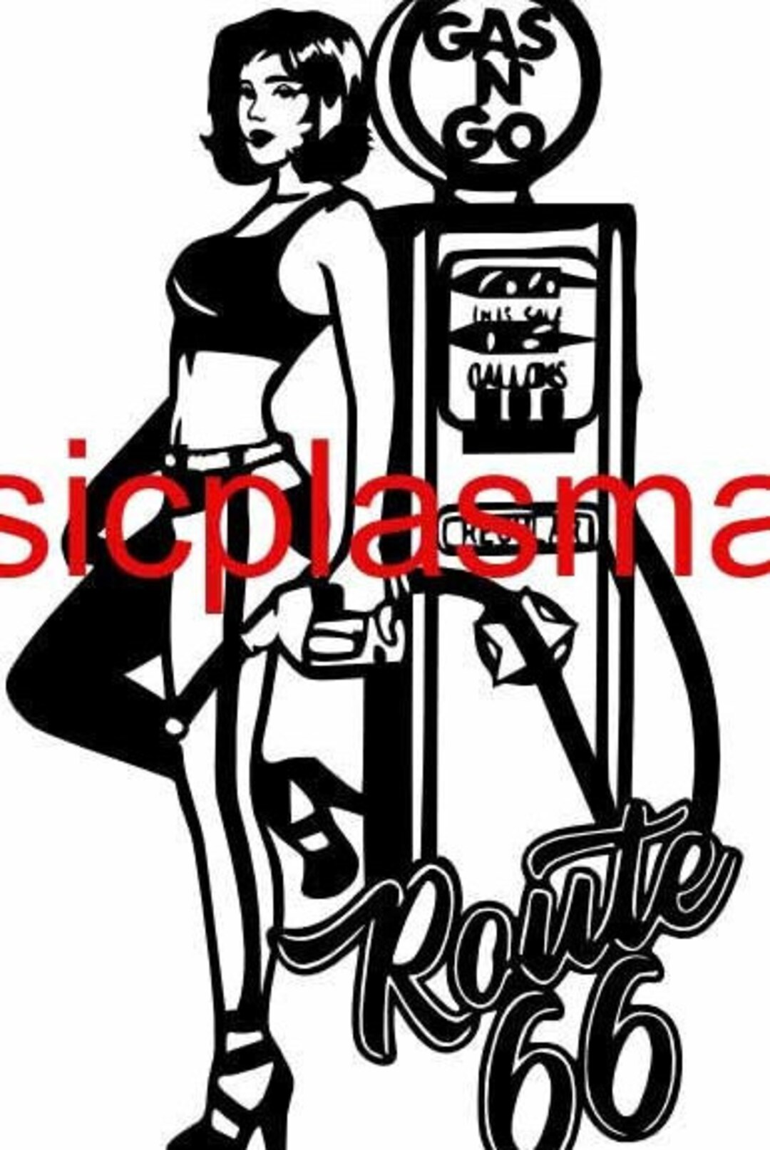 Route 66 Gas Girl Dxf Svg File for Plasma, Laser, Water Jet Vinyl ...