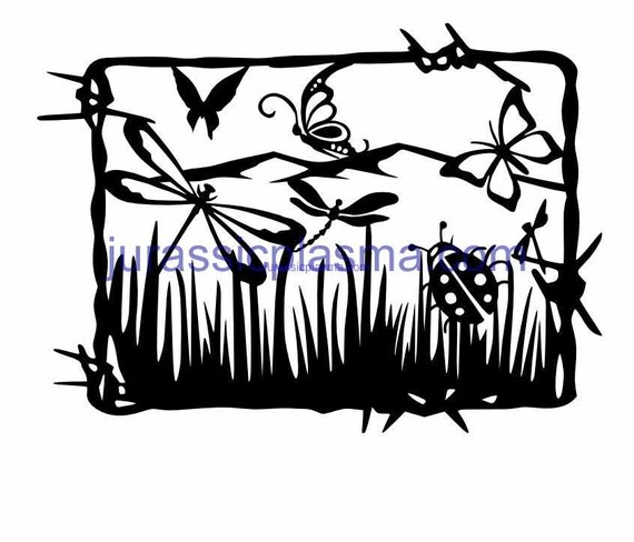BUTTERFLY Dragonfly Bugs Grass DXF SVG File for Plasma Laser | Etsy