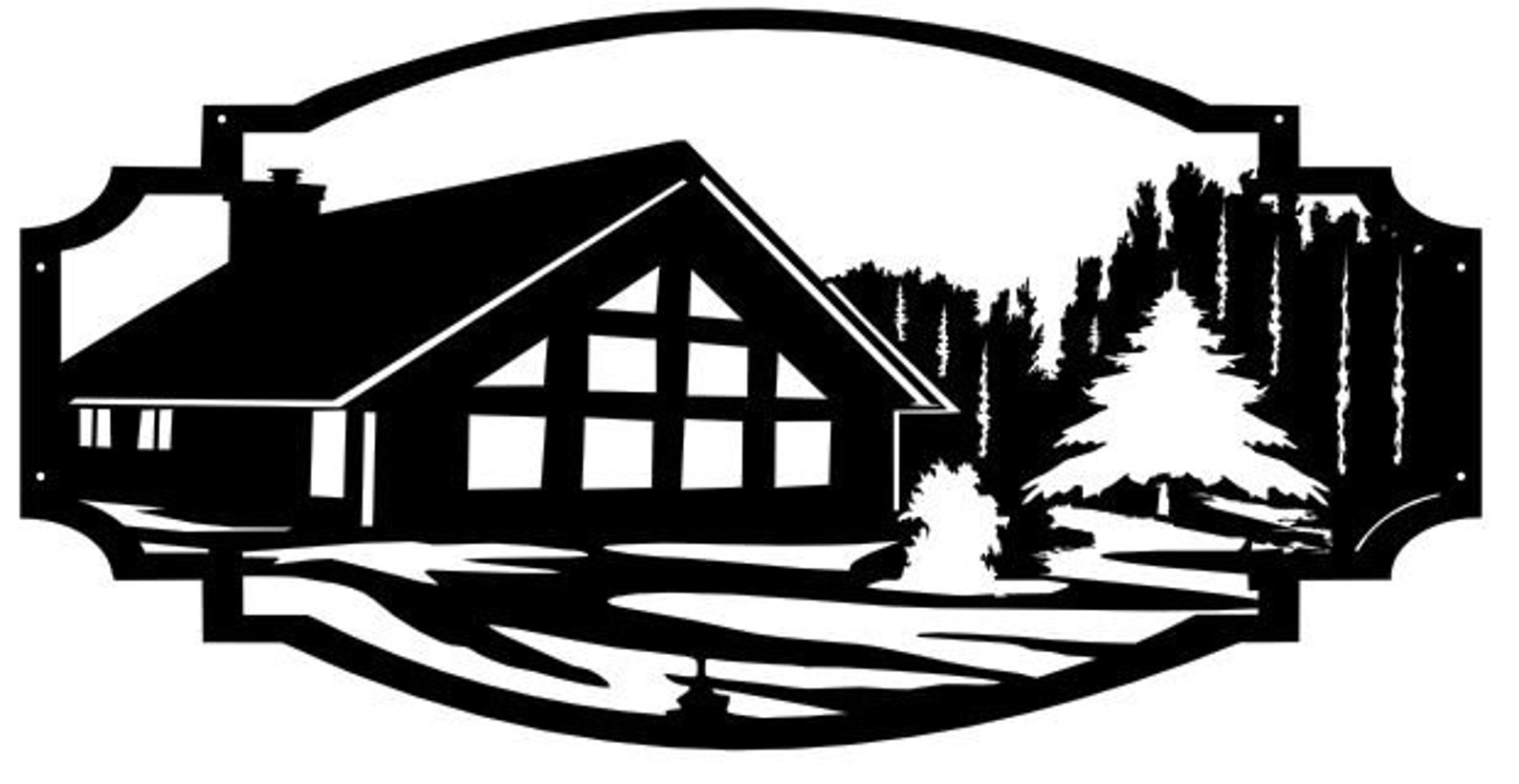 Cabin forest scene dxf svg file plasma laser cut ready file | Etsy