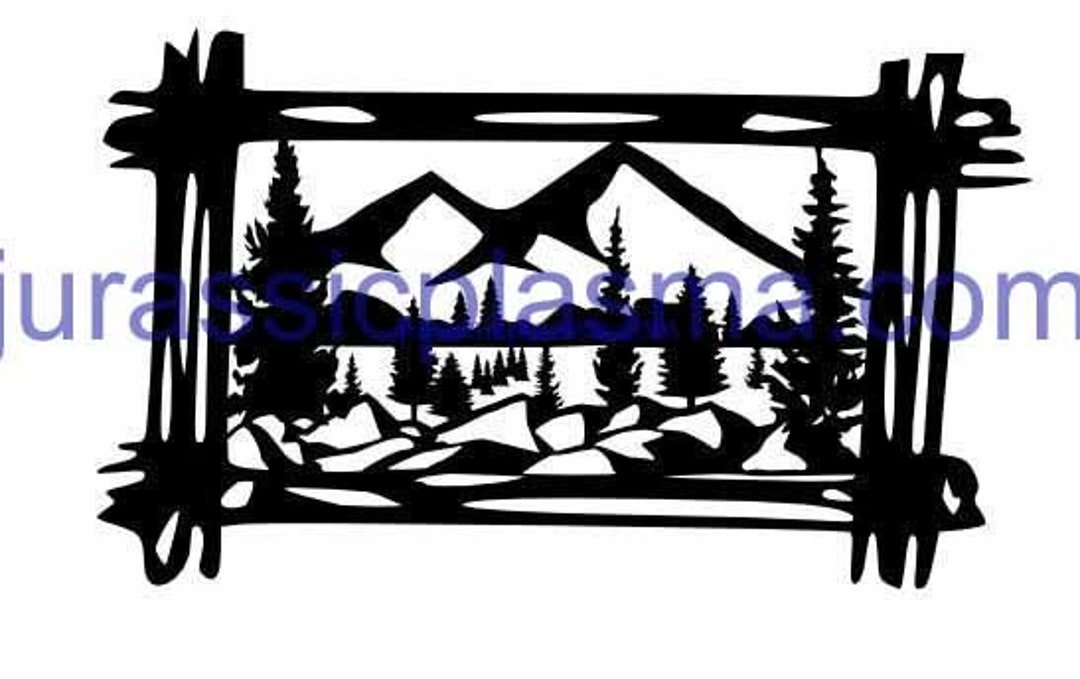 Mountain Tree Rock Picture DXF SVG File for Plasma, Laser, Water Jet ...