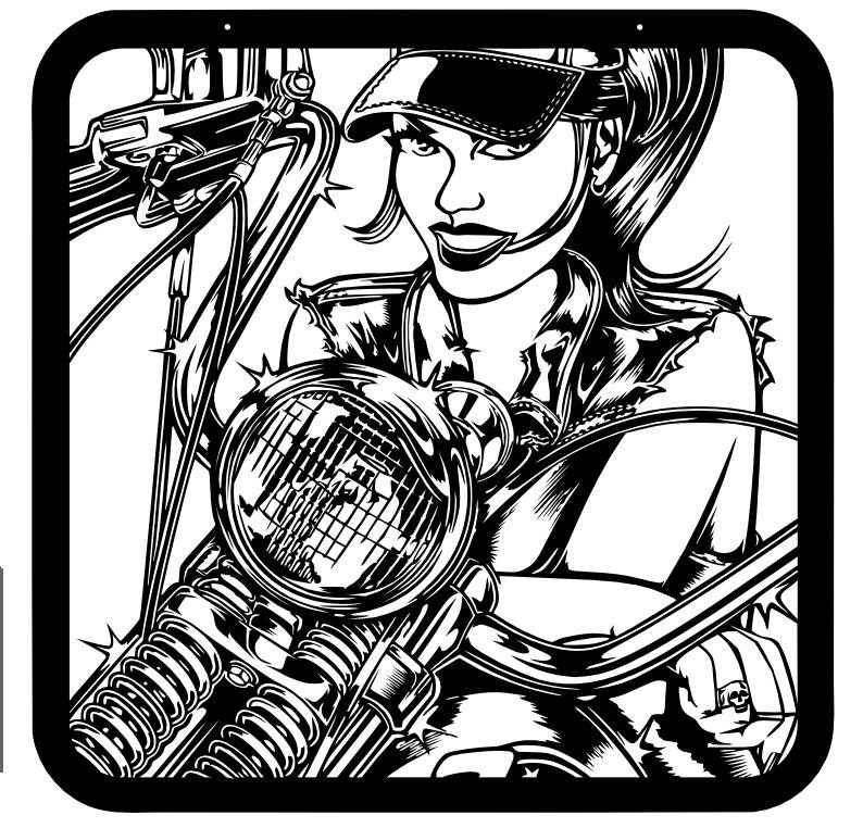 Biker Chick Bike Harley Girl Pinup Svg Dxf Cut Ready File Plasma Laser