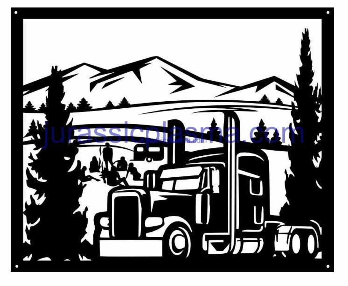 Semi Campfire Mountain Sign DXF SVG File for Plasma Laser - Etsy Canada