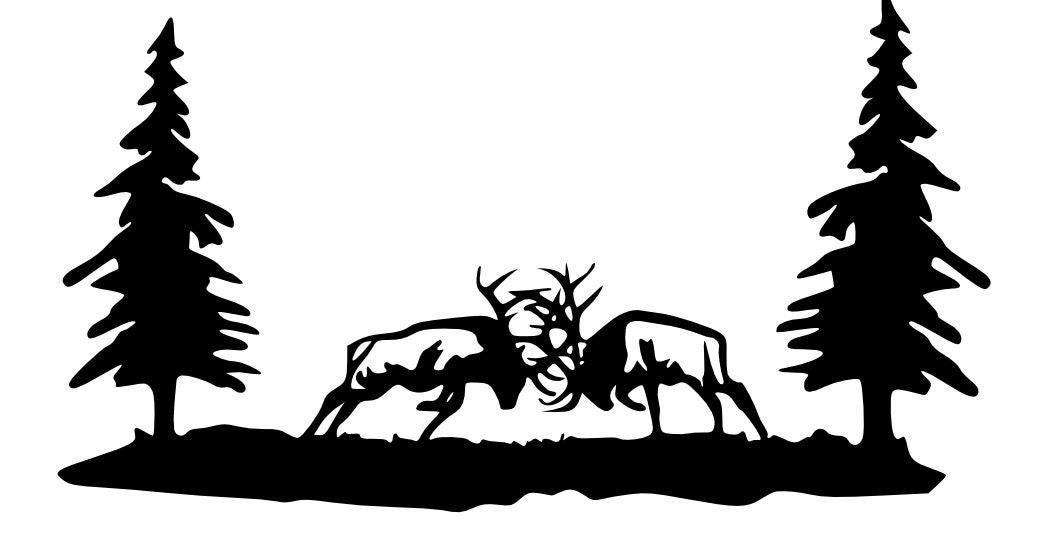 Bull Elk Fighting Silhouette