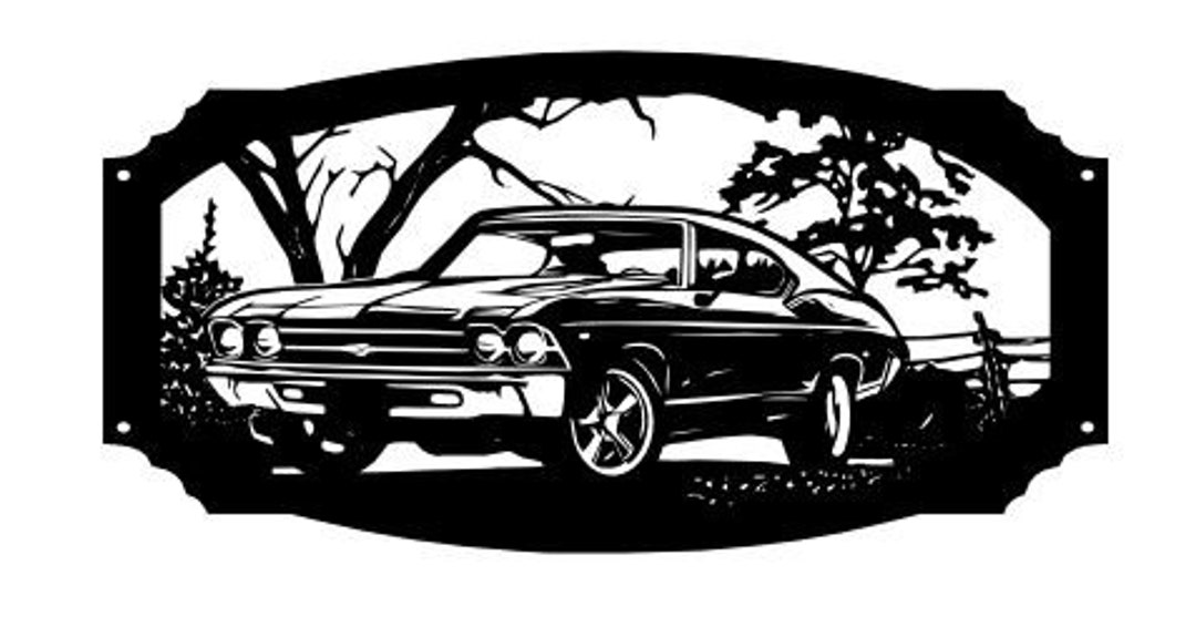 69 Chevelle in Frame With Trees DXF SVG File for Plasma - Etsy Australia