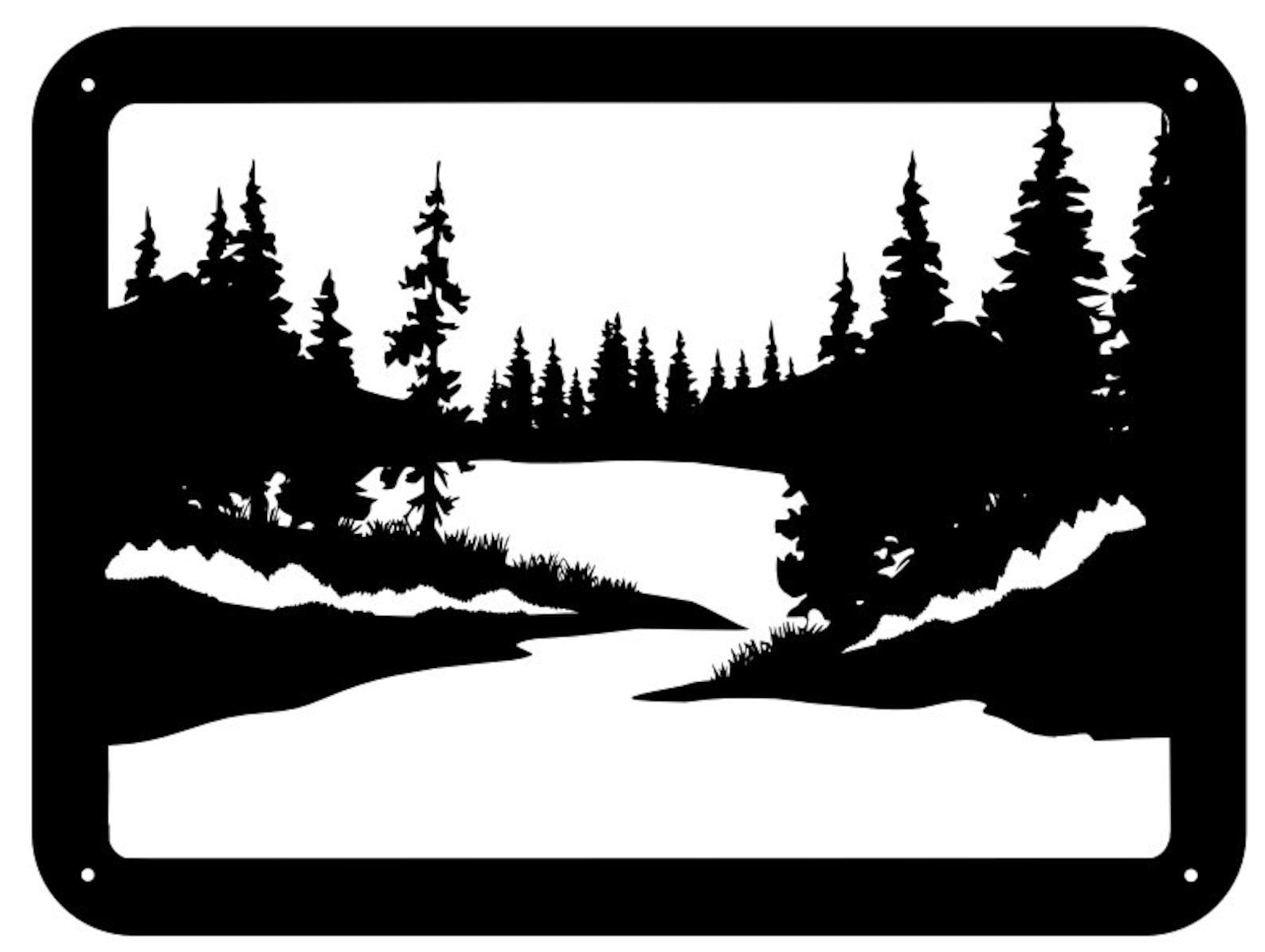 Lake Scene Forest Trees DXF Svg File Only - Etsy