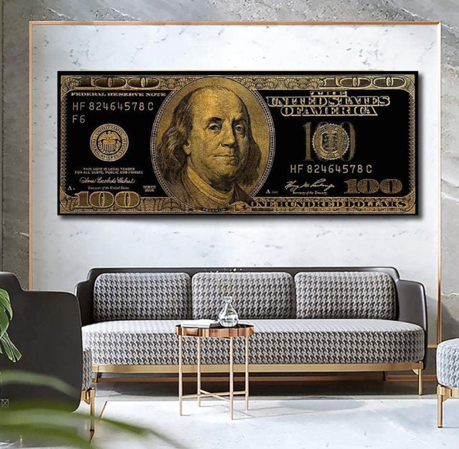 Gold Plated One Hundred Dollar Bill Motivational Canvas - Etsy