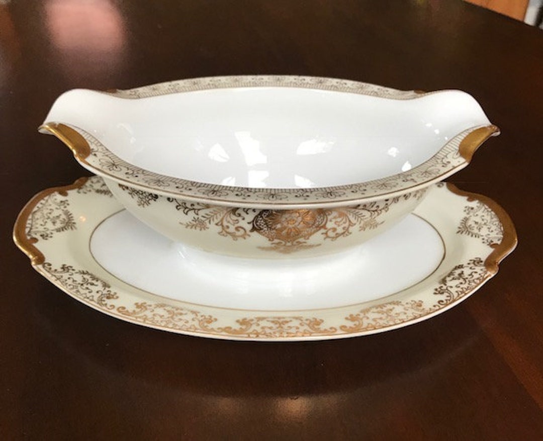 Vintage Imperial China Groton Gravy Boat With Attached - Etsy